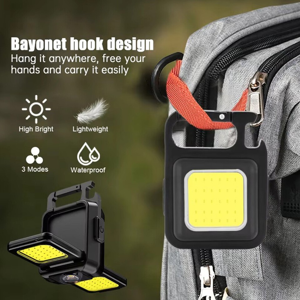 Rechargeable Mini Magnetic Keychain Flashlight Compact Pocket COB Light ...