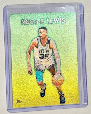 Reggie Lewis Platinum Plated Artist Signed "Boston Celtics" Trading ...