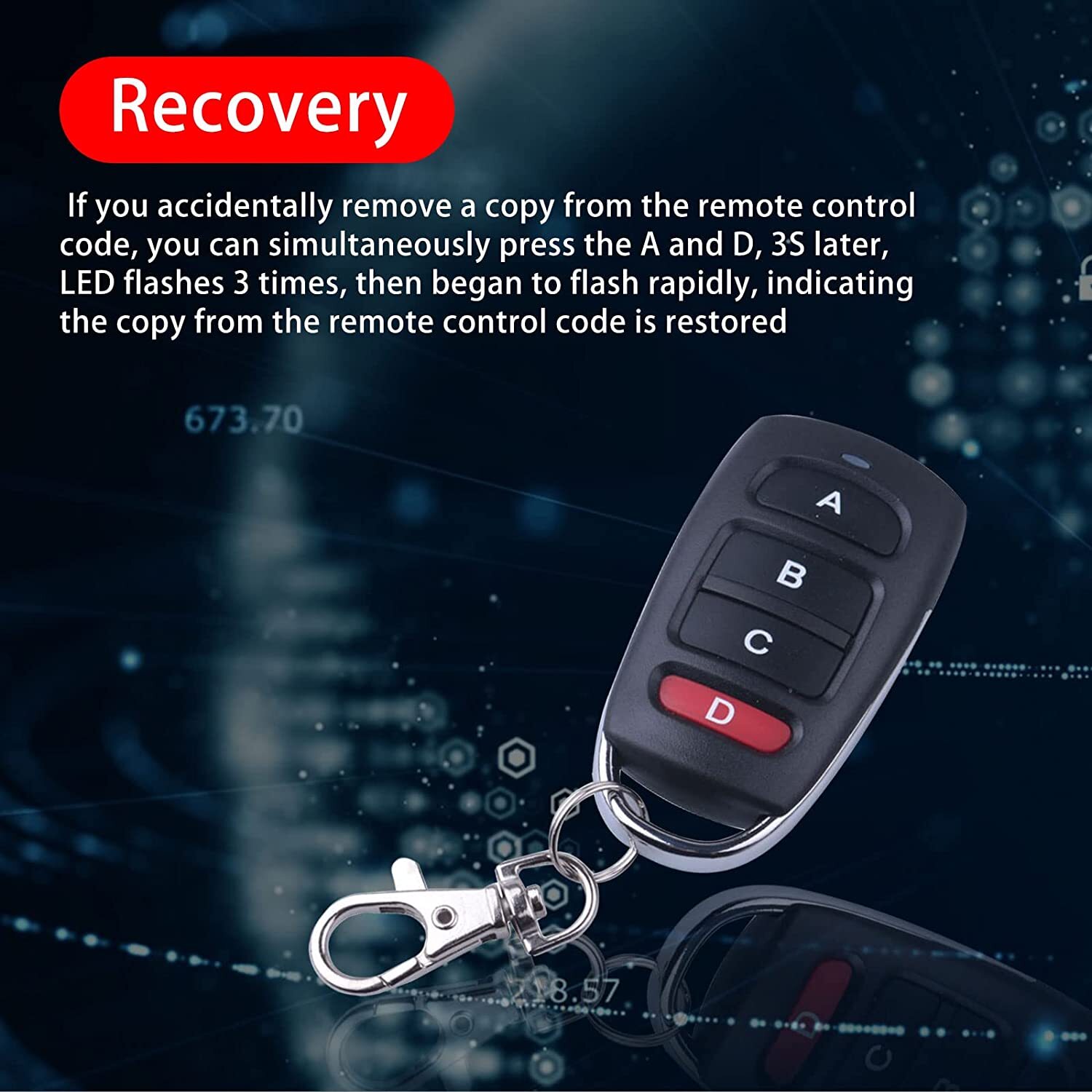 5pcs Replacement Garage Door Electric Gate Cloning Remote Control Key ...