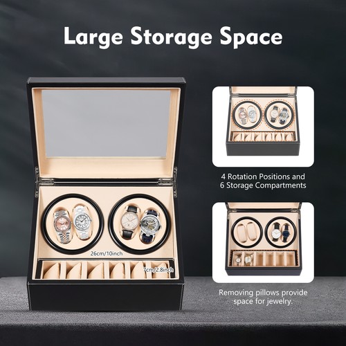 4+6 Automatic Rotation Leather Watch Winder Storage Case Box Silent ...