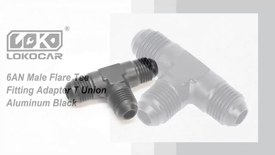 LokoCar 6AN Male Flare Tee Fitting Adapter, Black Anodized T Fuel Hose ...
