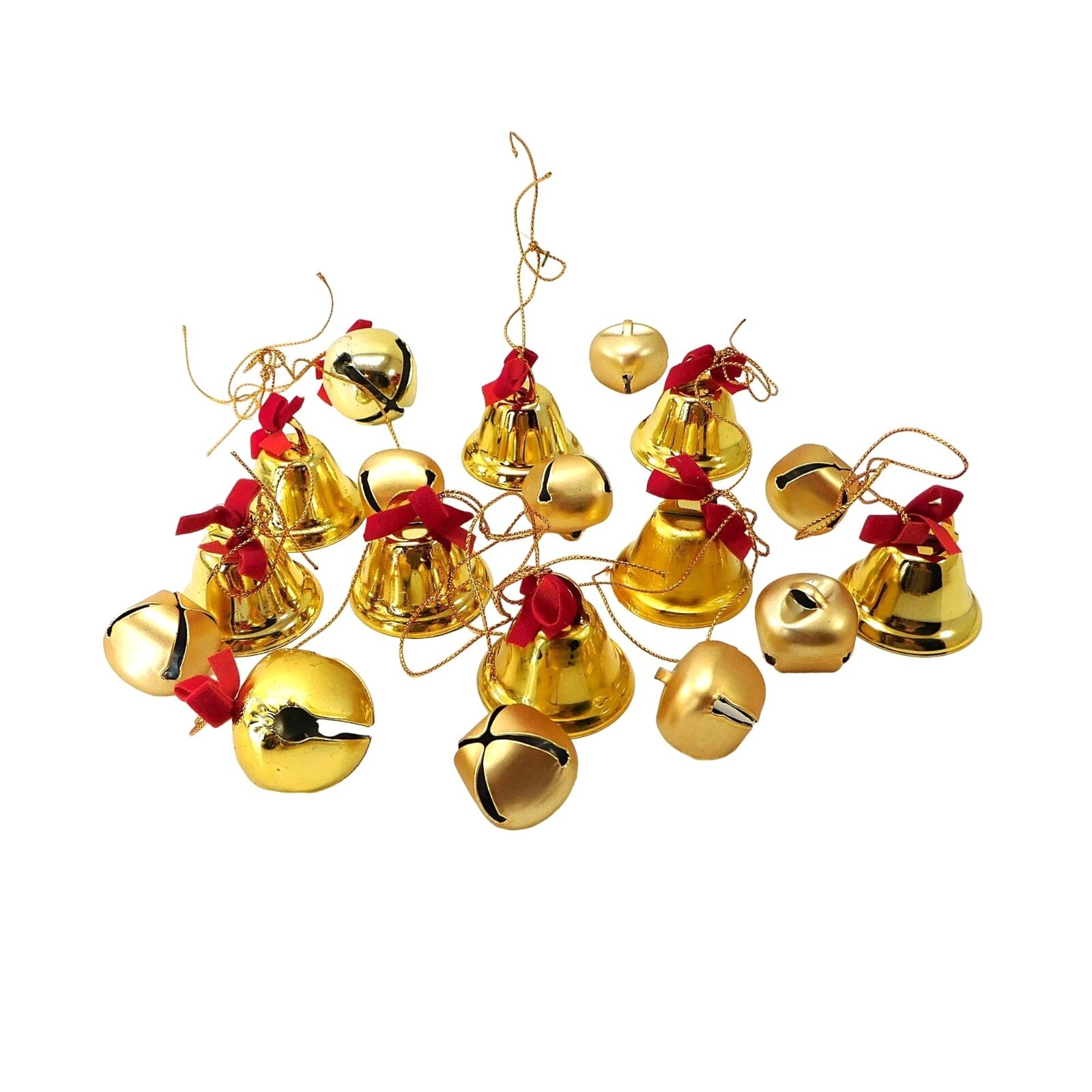 Lot of 10 Gold Bell Ornaments & 8 Jingle Bells - Gold Metal | eBay