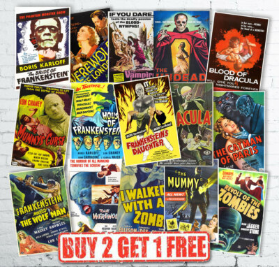Vintage Retro Classic Horror B Movie Monster Film Reproduction Posters ...