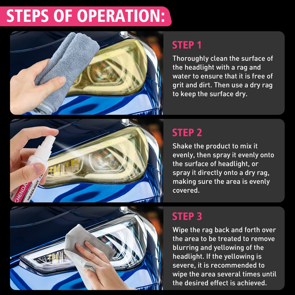 Headlight Restoration Spray Long-Lasting 50ml Car Headlight Repair ...