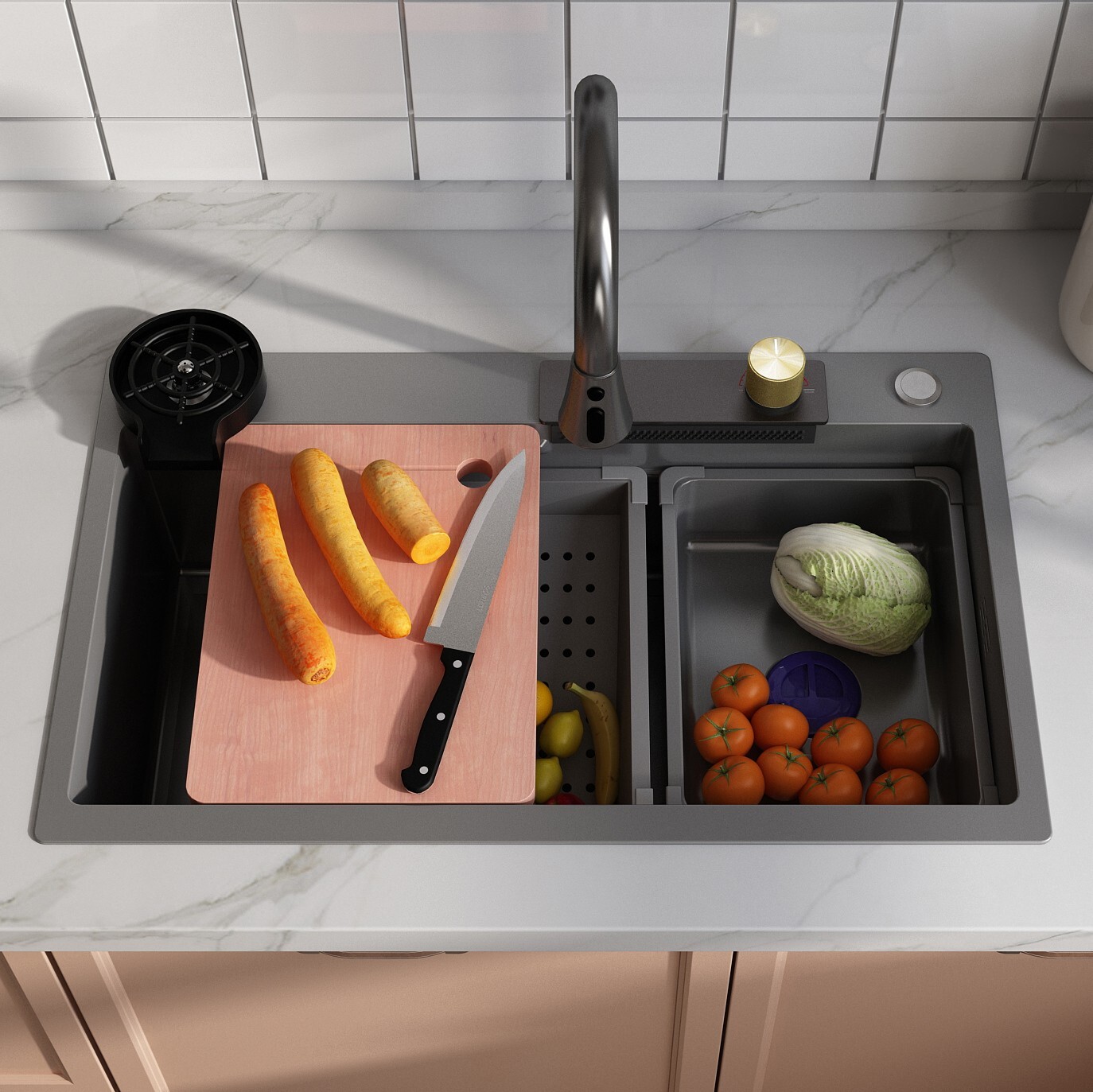 MEJE 30"x18" Stainless Steel Kitchen Sink,Waterfall & Pull-down Faucet ...