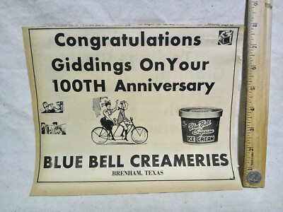 Blue Bell Dairy Creameries AD 1971 Bernham Texas 1971 vintage old town ...