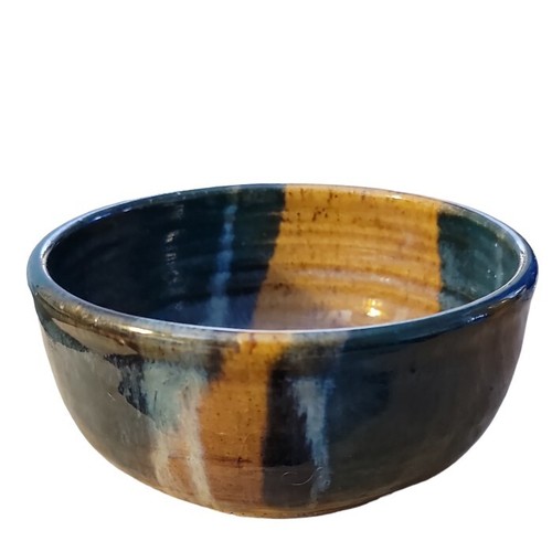 Signed Eli Studio Art Pottery Bowl Drip Glaze 4 1/2 " Waterfall Blue ...