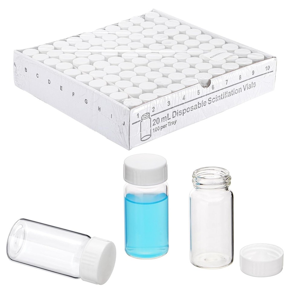 1000x 20ml Scintillation Vials Glass Sample Vials Lab Vials w/ cap ...