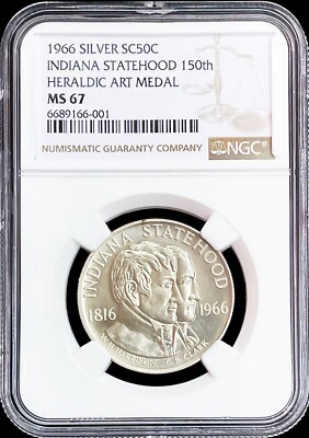 1966 SILVER INDIANA STATEHOOD 150TH COMMEMORATIVE NGC MINT STATE 67 | eBay