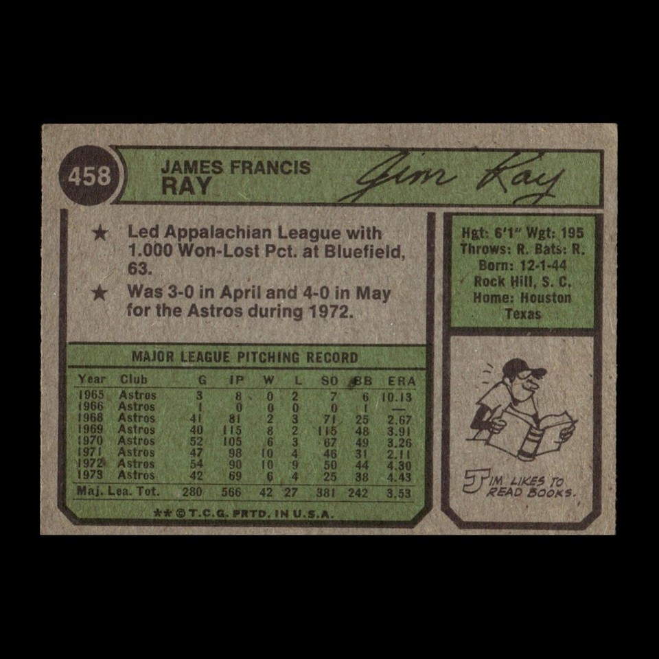 Jim Ray 1974 Topps Houston Astros #458 Nice! 1 | eBay
