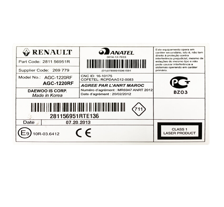 Renault Trafic CD player radio stereo with Bluetooth USB AUX and Code ...