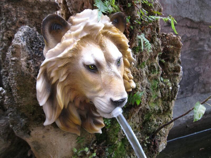 Outdoor Garden Tap Spout Wild Lion Head Water Feature Wall Pond Pool ...