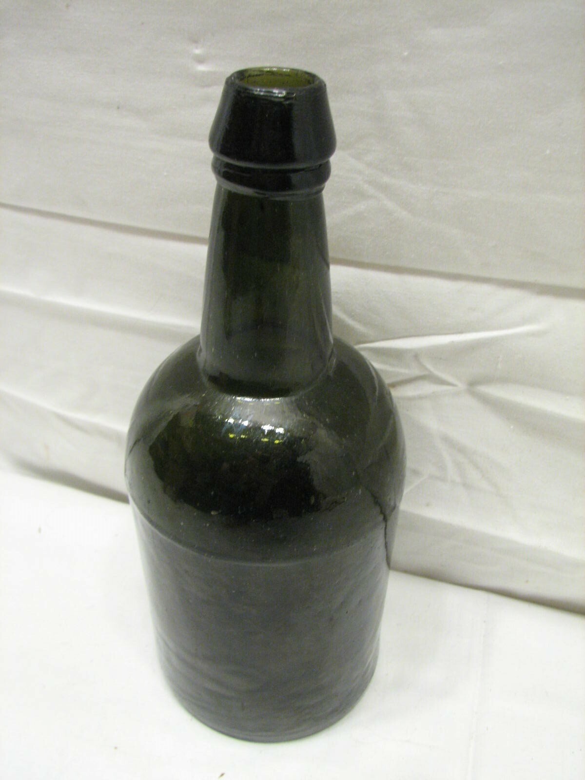 Antique Dark Olive Green Glass Whiskey Bottle Applied Top/Neck Large ...