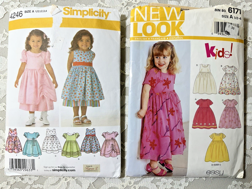 Simplicity Little Girls Dress Patterns Size 1/2,1,2,3,4 Lot of 2 Cut | eBay