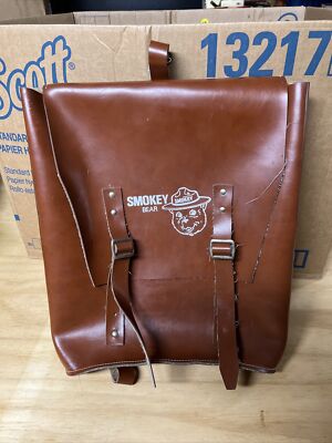 Vintage Rare Smokey Bear Brown Leather Tote Book Bag Backpack -A3 | eBay