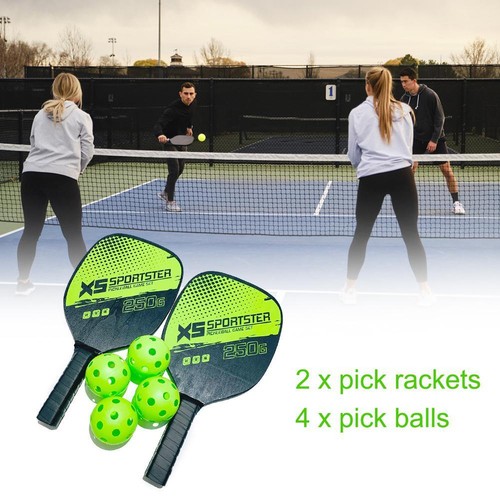 fr 2pcs Pickle Paddles Rackets Set + 4 Balls Kits Sports Racquet for ...