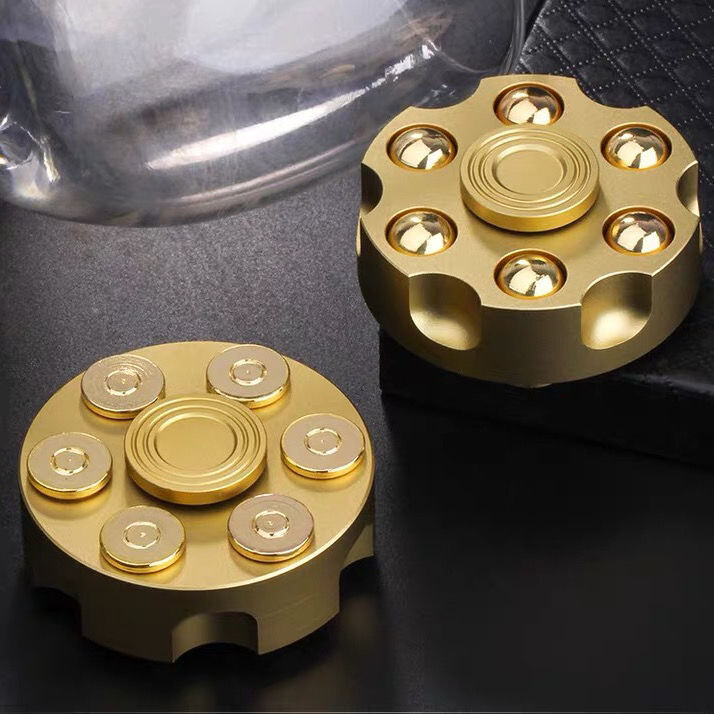 Revolver Cylinder Fidget Spinner Removable Bullets Metal Gyro EDC ...