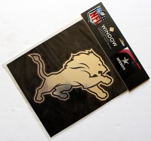 Licensed NFL Vinyl Window Decal Detroit Lions Chrome Prancing Lion Logo ...