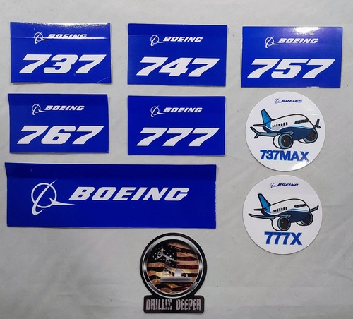 LOT OF 9 BOEING STICKERS UNUSED~ FLY AVIATION AIRPLANE 737 747 757 767 ...