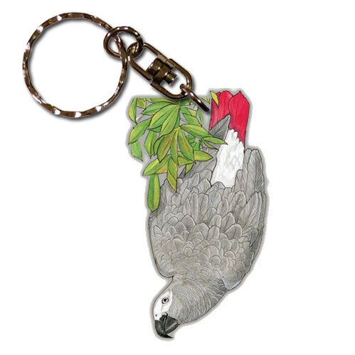 African Grey Parrot Keychain, Souvenir Key Holder, Charm Tag, Pet Key ...