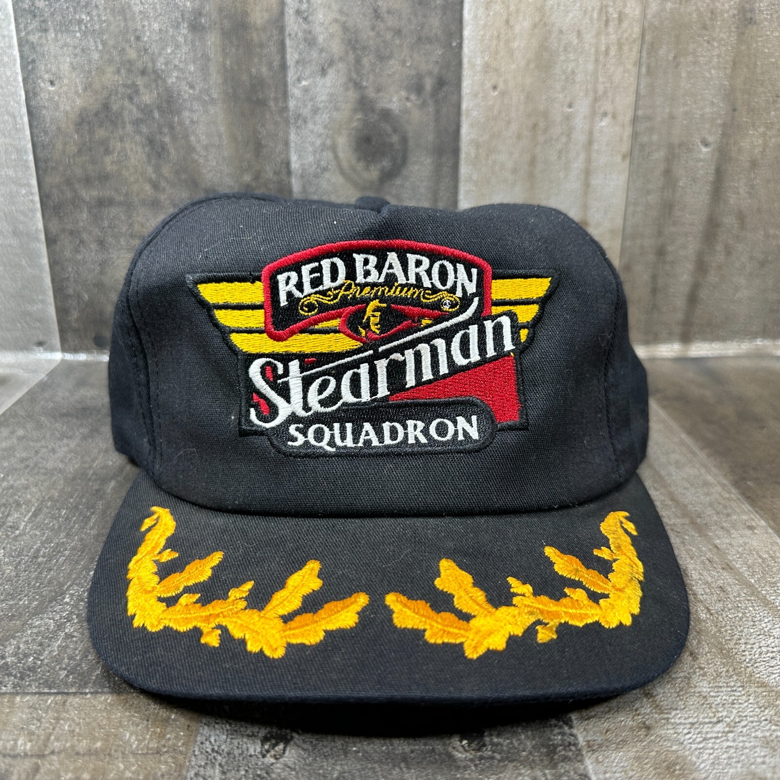 Vintage Red Baron Stearman Squadron Promo Black Hat C… - Gem
