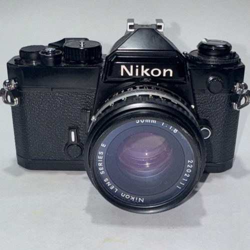 Nikon FE Black SLR MF 35mm Film Camera W/ 50mm 1:1.8 Series E Lens ...