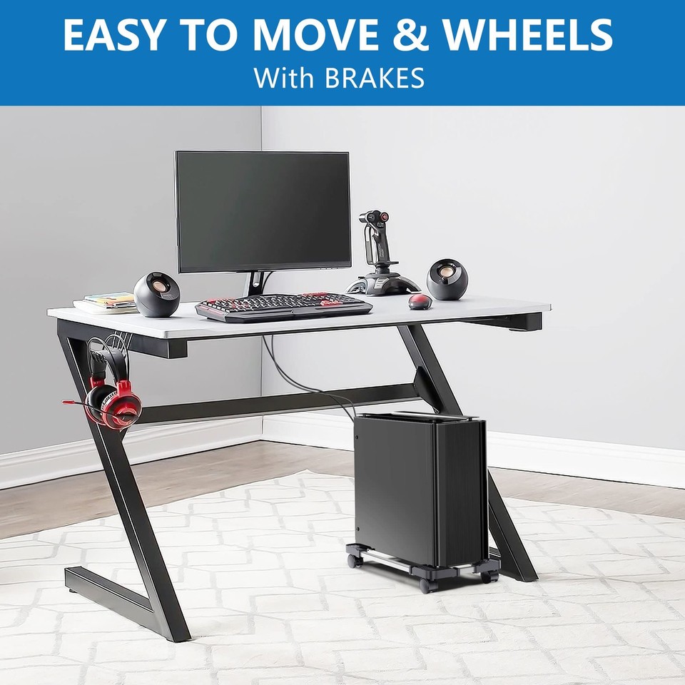 Adjustable Computer Tower Stand Mobile PC CPU Holder Cart Riser with ...