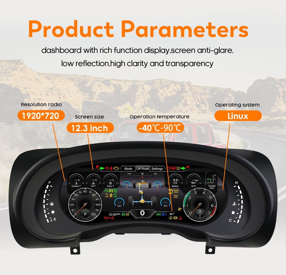 12.3 inch Digital Dash Instrument Cluster for Jeep Wrangler Jk 2007 ...