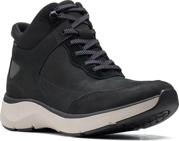 Women's Clarks Wave 2.0 Mid Waterproof Nubuck Leather Boots Black Combi ...