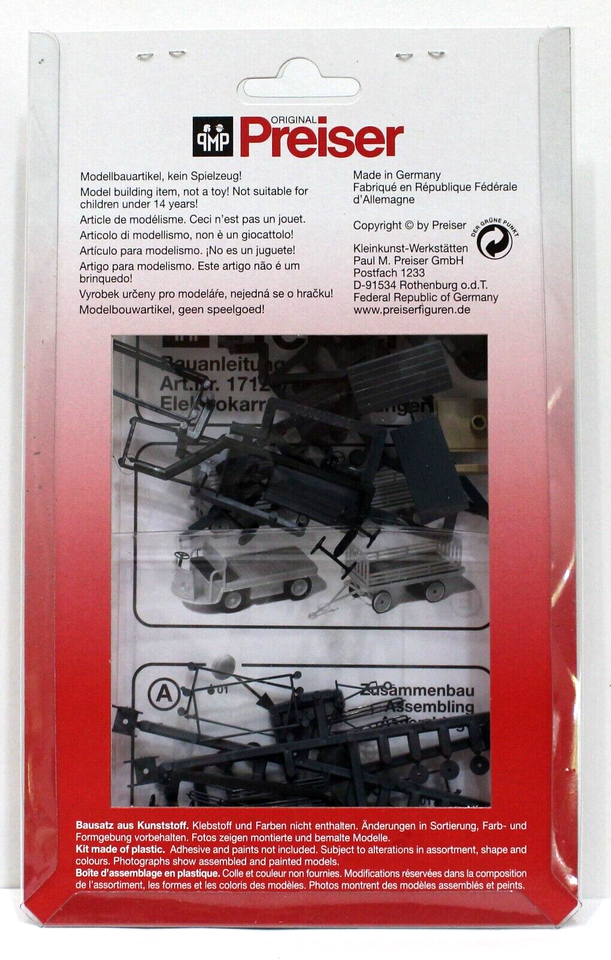 Preiser 17122 HO German Railways Electric Vehicle w 3 Trailers Baggage ...