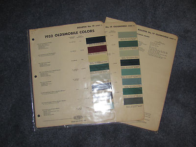 1952 Oldsmobile color paint chart | eBay