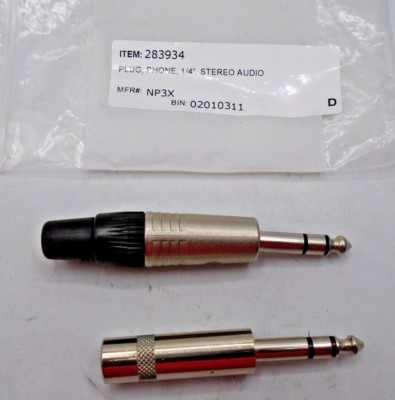 NP3X LOT OF 2 Stereo Px Plug Blk/Silver Phone Audio Vintage head phone ...