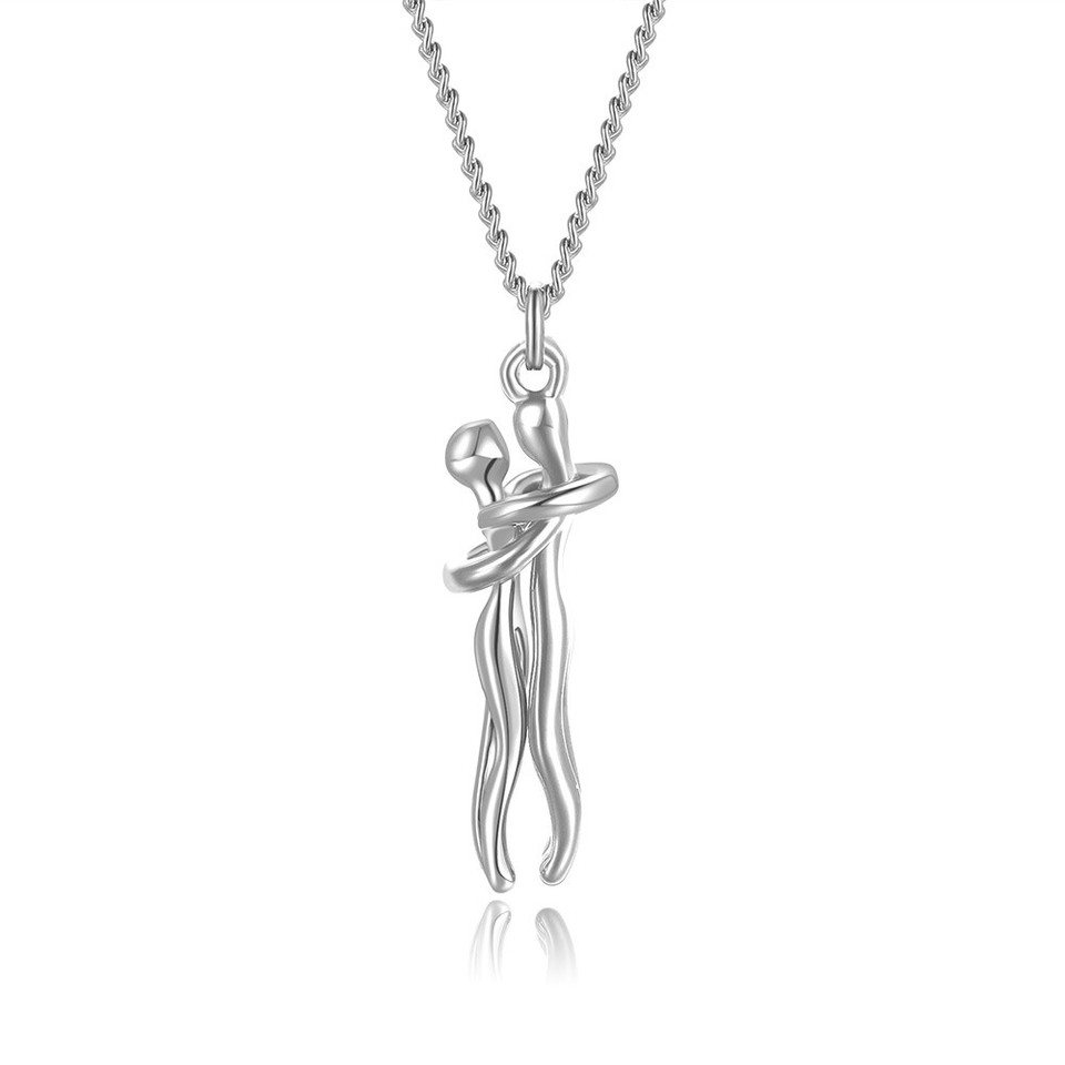 Love Pendant Necklace Women Jewellery Gift Couple Hug Kissing Chain ...