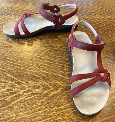 Teva Ventura Cork 6389 Women’s 9 Sandals Red Leather Strappy Sport Hokk ...