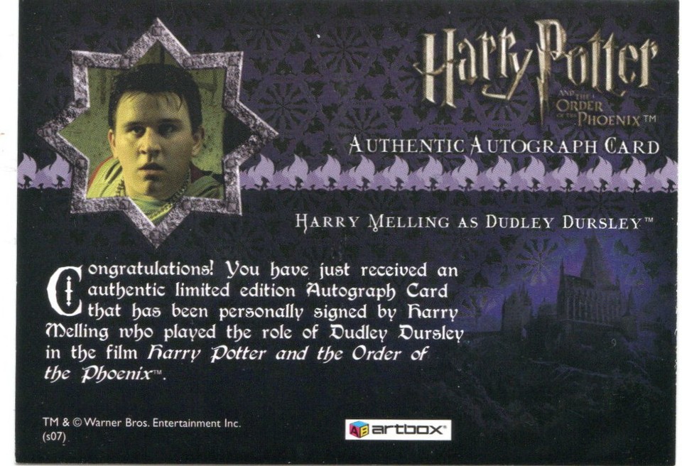 Harry Potter Order of the Phoenix Auto Autograph Harry Melling as ...