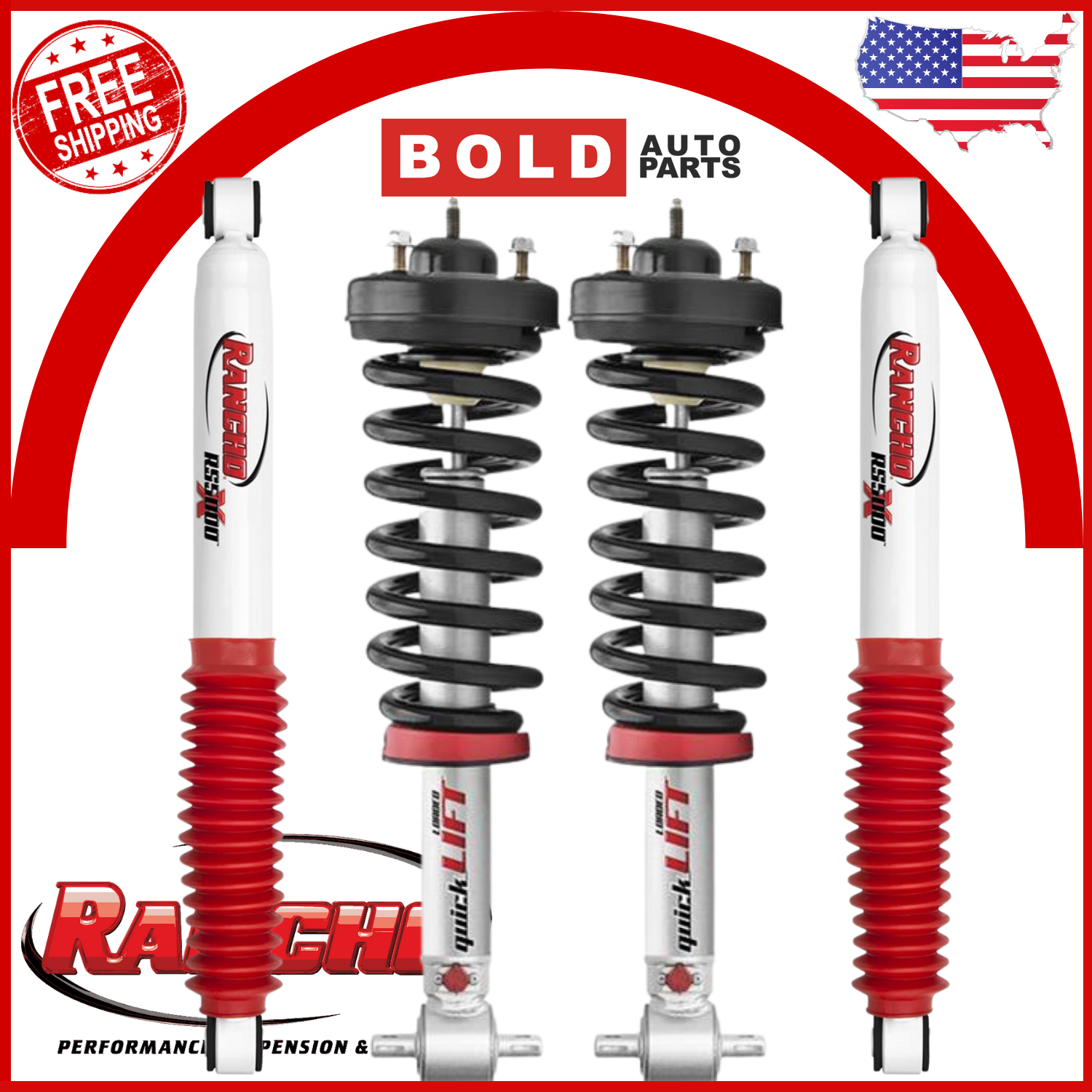 OEM 2 Front Quick-Lift Rancho & 2 Rear Rancho Shock Set For 07-18 ...