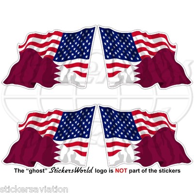 USA United States America-QATAR American-Qatari Flying Flag 50mm(2 ...
