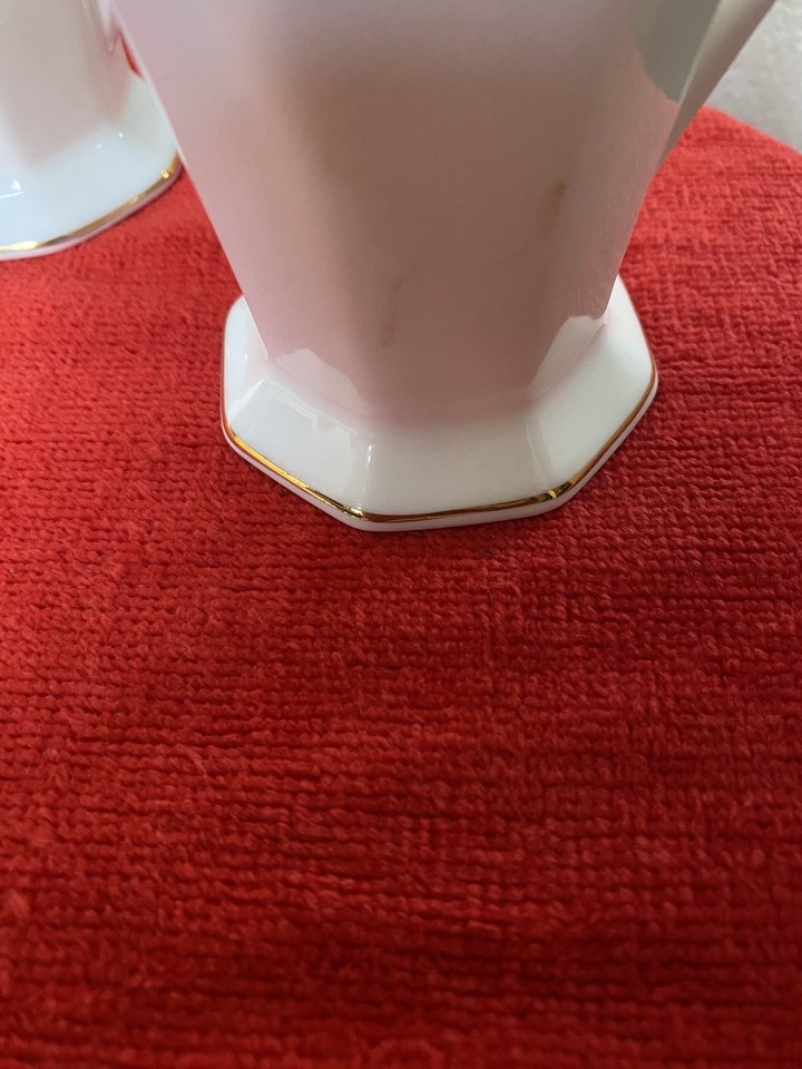 Set Of 6 White Coffee/tea Cups 11cm High Art Deco Style Handle & Gold ...