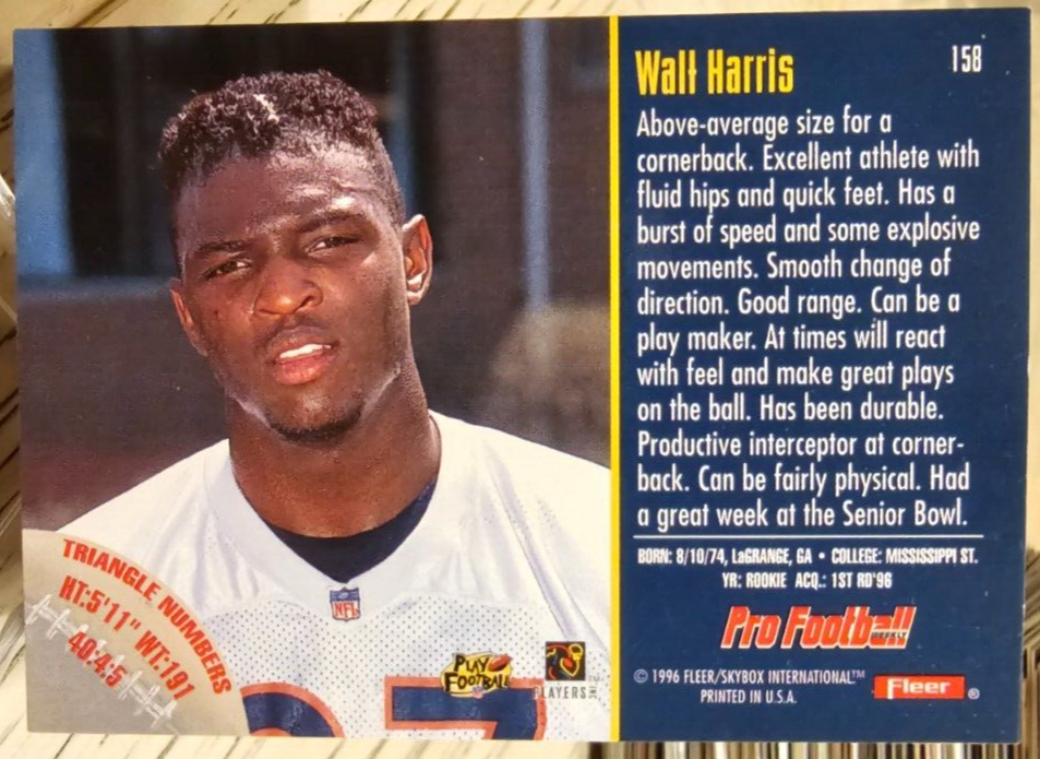 1996 Fleer Walt Harris RC #158 Chicago Bears | eBay