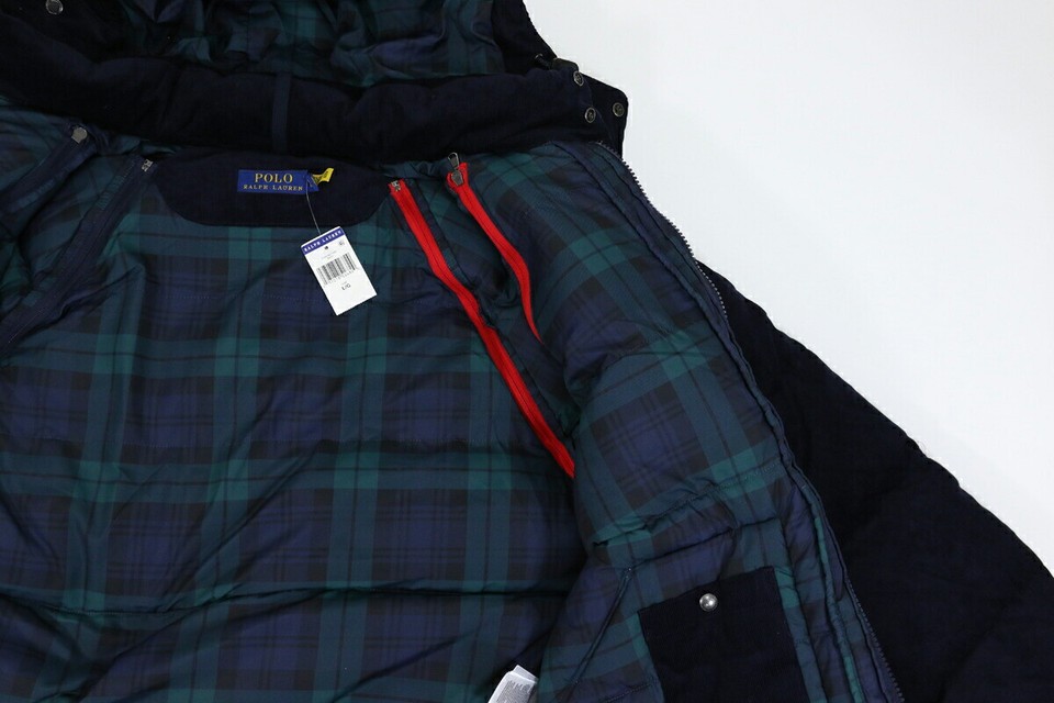 Polo Ralph Lauren 2-Way Hooded Corduroy Down Puffer Jacket Vest w/zip ...