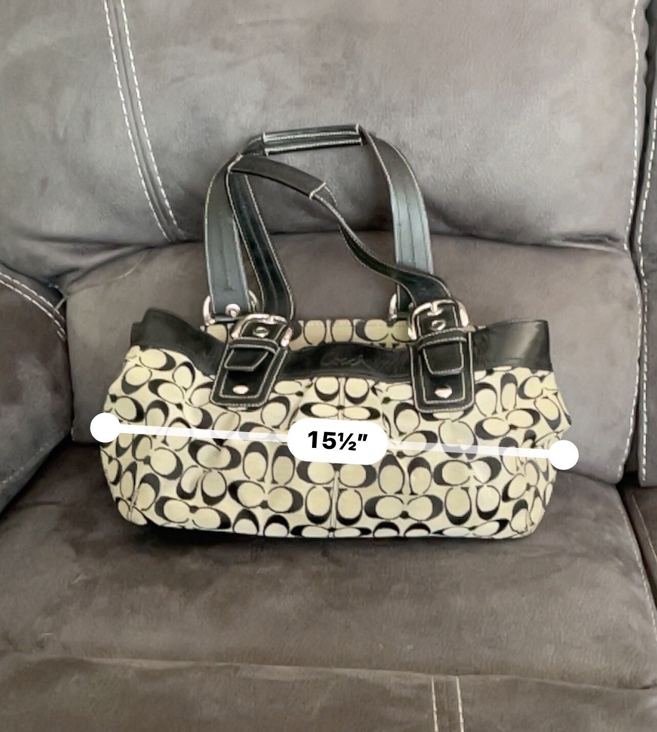 Coach Signature Logo Black And Grey Purse Bag Handbag… - Gem