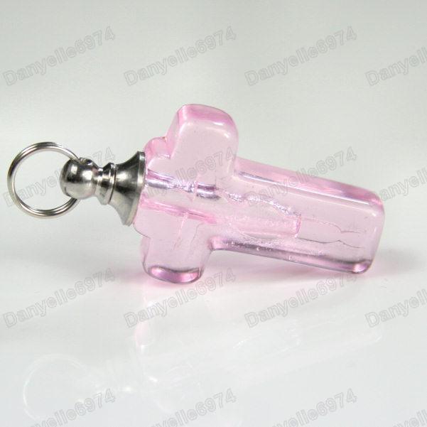 SCREW perfume GLASS VIALS crucifix CROSS BOTTLE vial PENDANT crystal ...