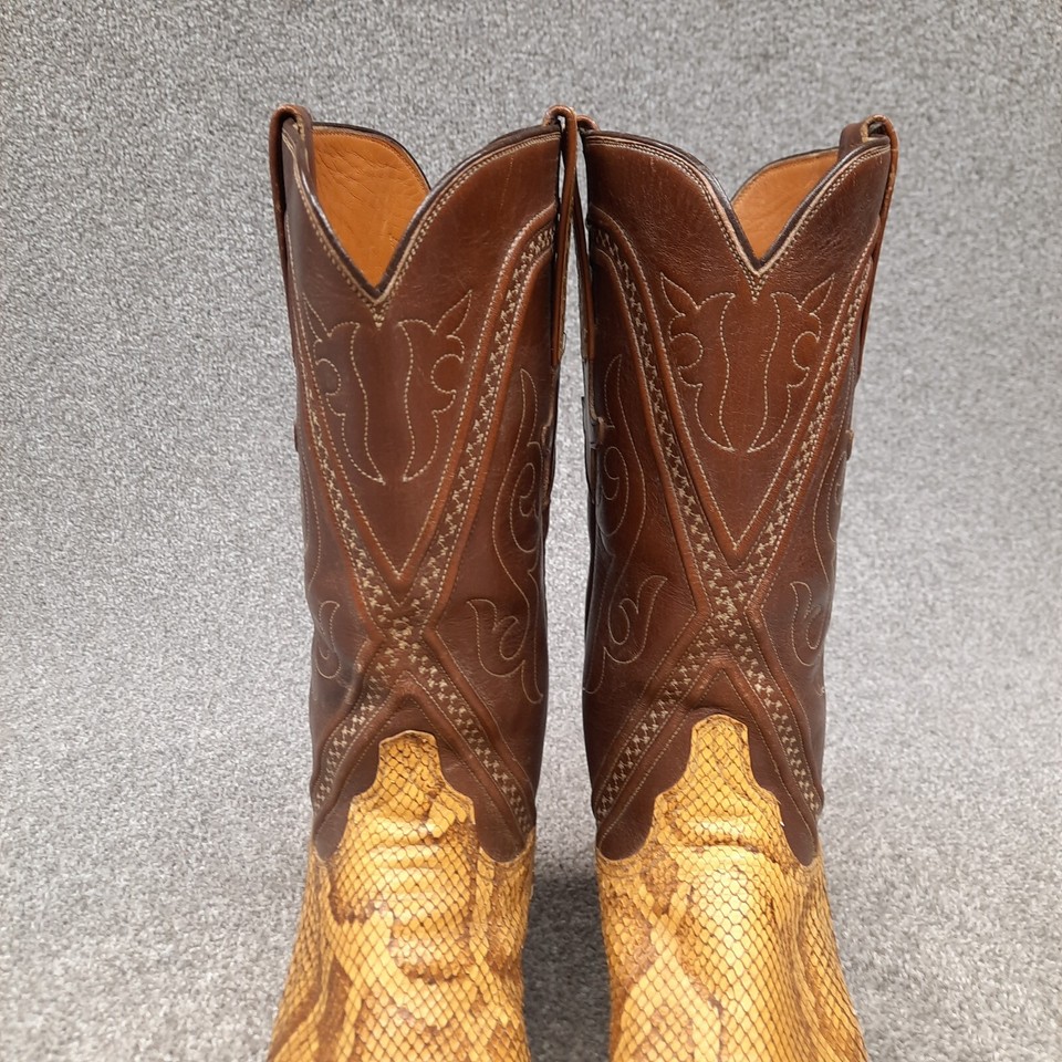 VINTAGE LUCCHESE MENS COWBOY BOOTS EXOTIC SNAKESKIN SIZE 8 D FRENCH TOE ...