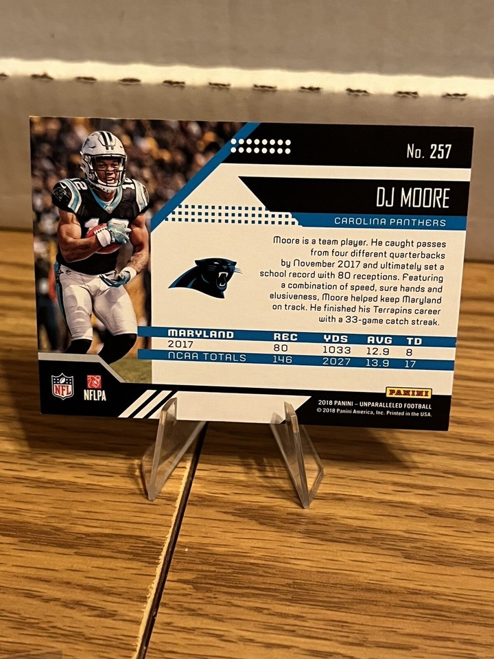 2018 Panini Unparalleled DJ MOORE ROOKIE RC CARD #257 PANTHERS BEARS | eBay