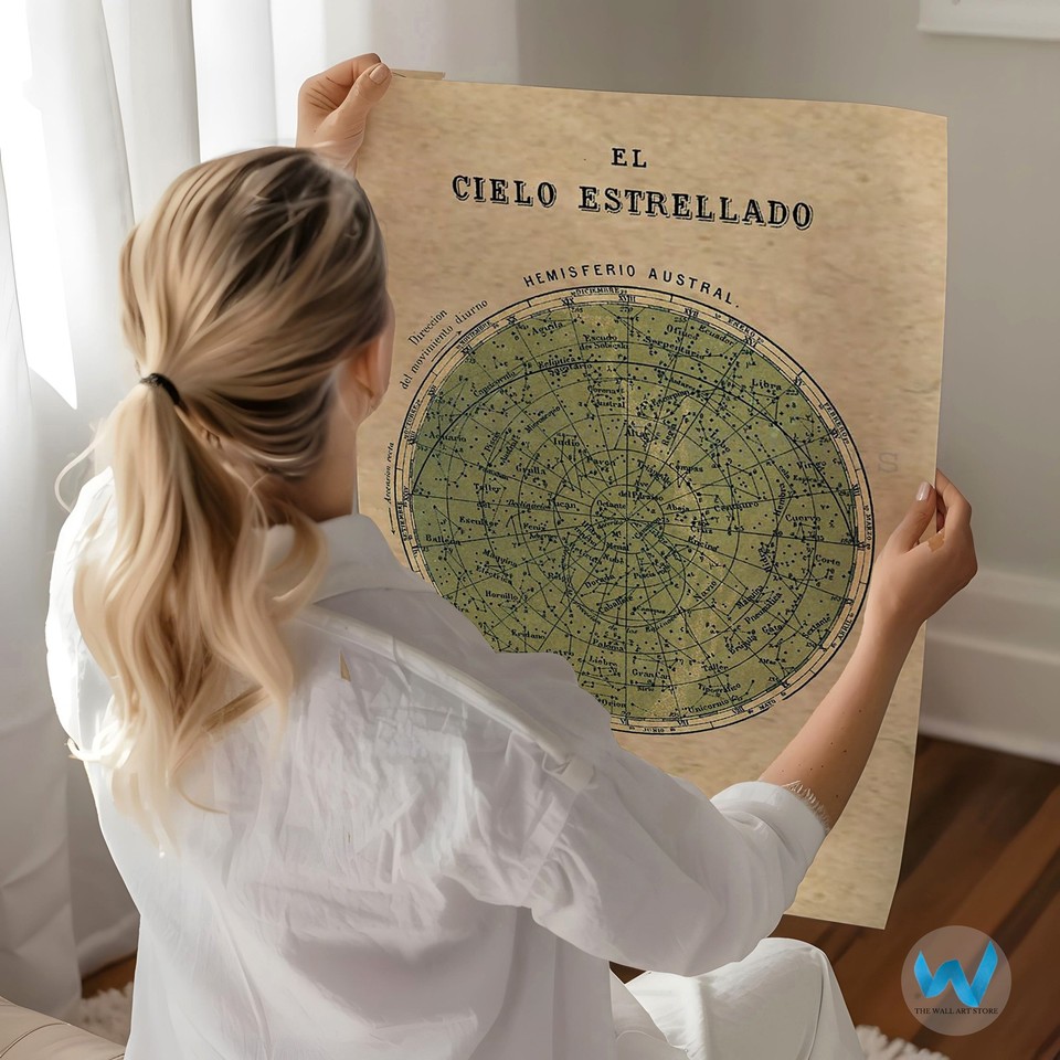 Vintage Star Map Wall Art Poster - Celestial Chart Decor Home Decor | eBay