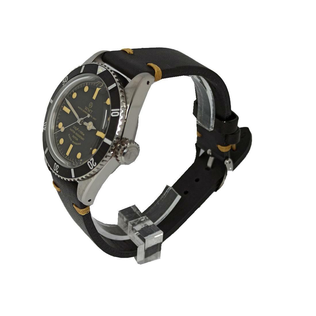 Walter Mitt Sea Diver Vintage Steel Automatic Black Merced Skin Men's ...