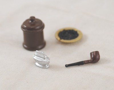 Pipe Set - Smoking - 1/12 scale dollhouse cast metal miniature ISL5202 ...