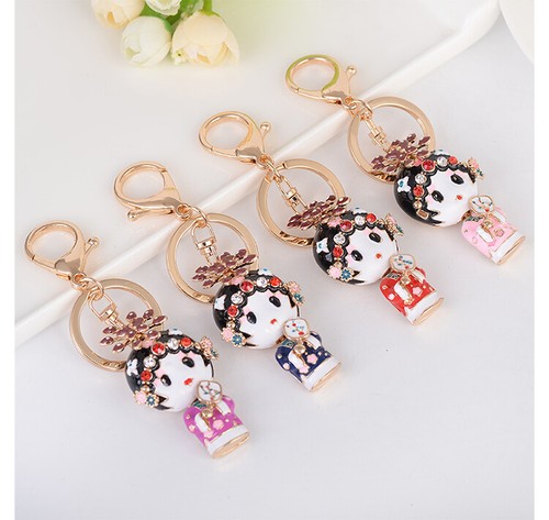 Chinese Peking Opera Keychain Crystal Cute Keyring Bag Car Charm ...