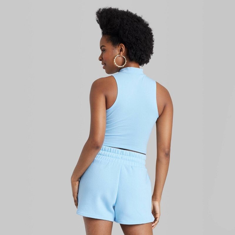 Women's Mock Turtleneck Tiny Tank Top - Wild Fable™ Light Blue | eBay