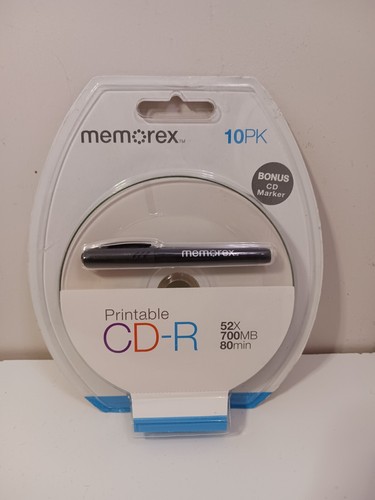 Memorex Printable CD-R 52x 700Mb 80 Min 10 Pack Brand New Factory ...